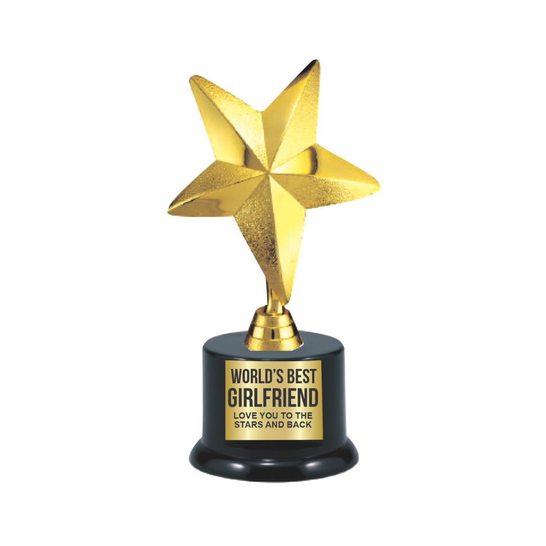 World's Best Girlfriend Trophy 7" Engraved Star Award