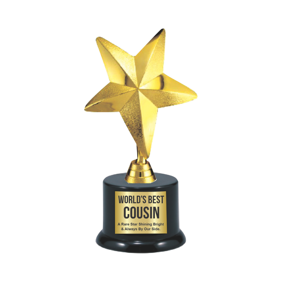 World’s Best Cousin Trophy 7" | Best Cousin Star Award Gift