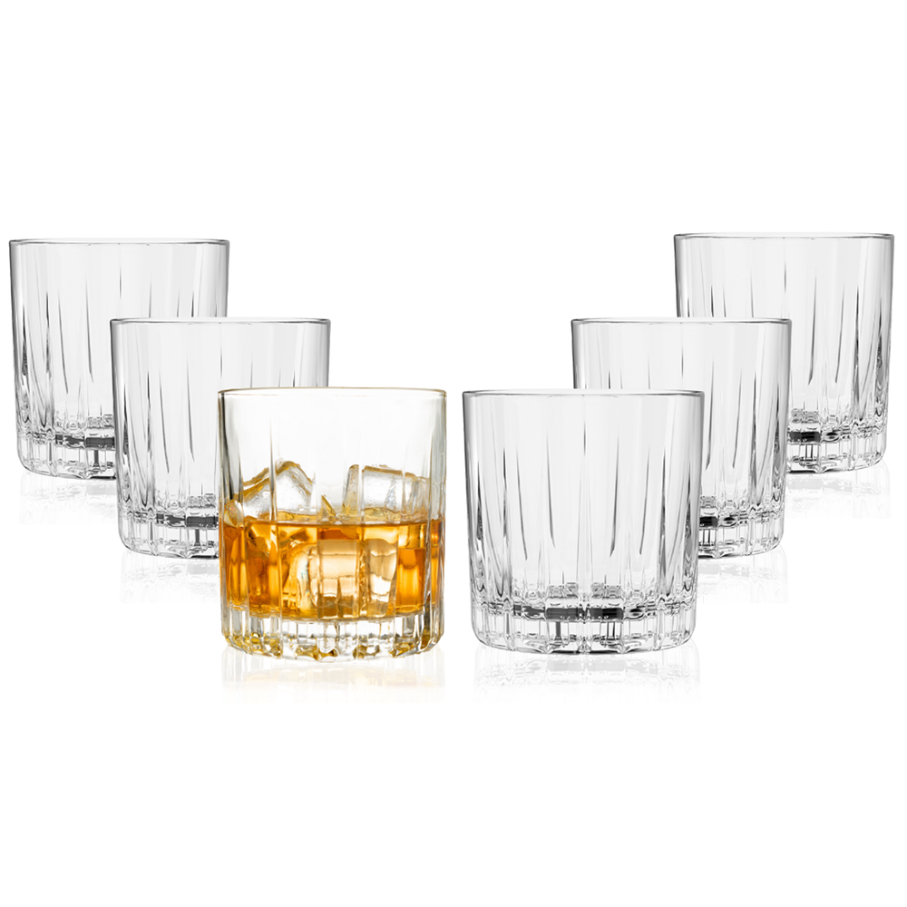 Premium Double Rocks Whiskey Glasses - Set of 6 Cocktail Glasses