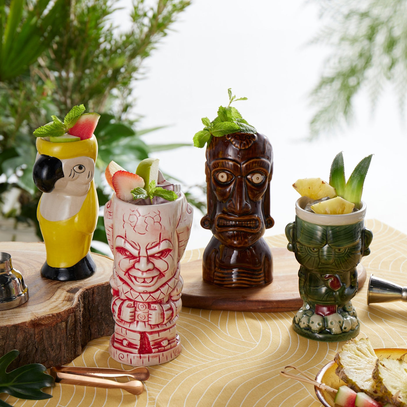 Ceramic Hawaiian Luau Tiki Mugs Set - Buy Tiki Glasses Set Online