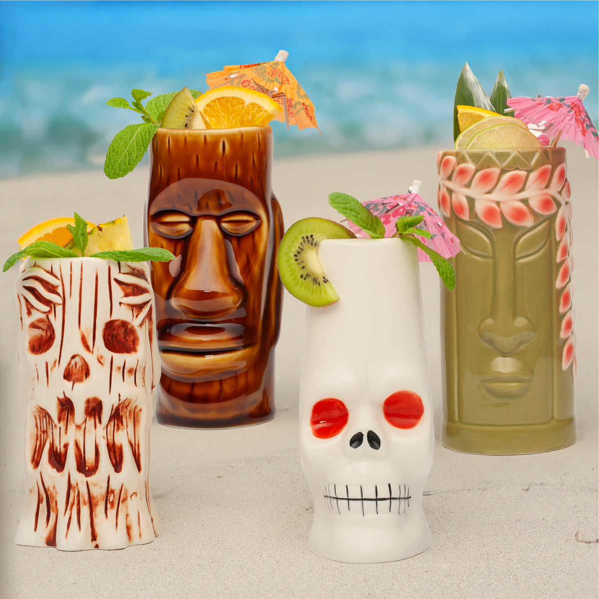 Ceramic Tiki Glasses, Set of 8 - Buy Exotic Ceramic Tiki Mugs
