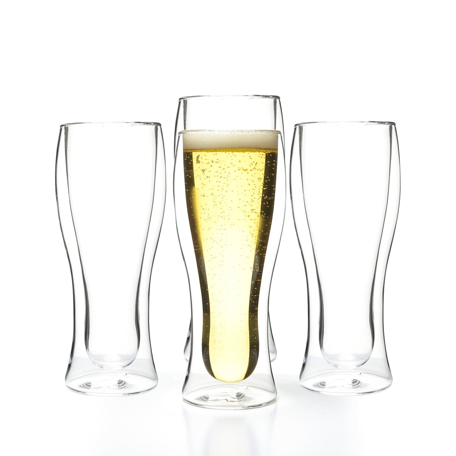 Double Walled Beer Drink Glass Mugs - Set of 4 (Without Handle)