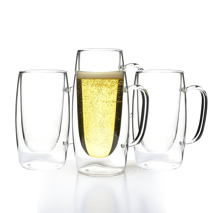 Double Wall Beer Glass | Classic Beer Mug Set | LemonSoda