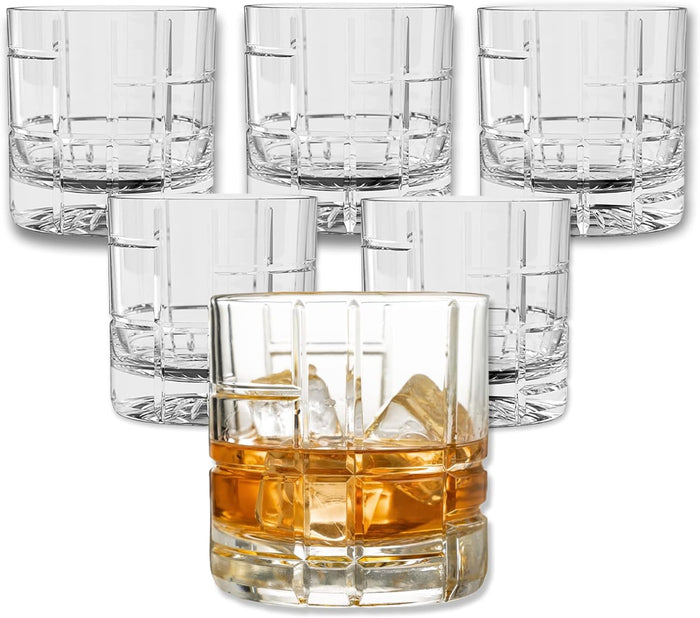 Premium Double Rocks Whiskey Glasses - Set of 6 Cocktail Glasses