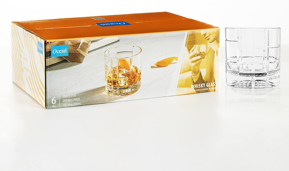 Premium Double Rocks Whiskey Glasses - Set of 6 Cocktail Glasses